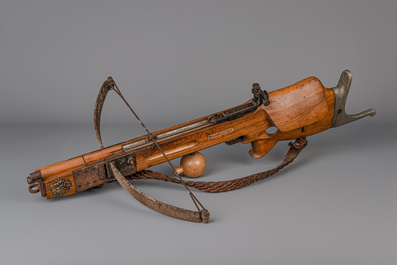 An exceptional collection of four crossbows in the medieval manner ...